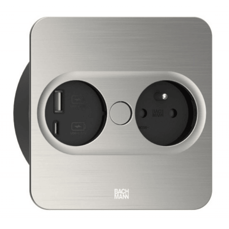 Steckdose Twist square 1x 230V + USB A-C / Edelstahl