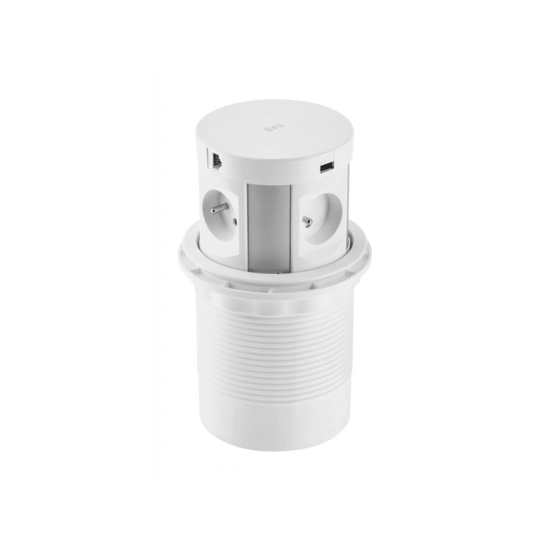 Ausziehbare Steckdose mit kabellosem Laden 4x230V + 2xUSB-Laden A/C ...