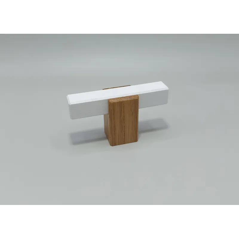 Holzknaufgriff LEO / Weiß - Eiche natur