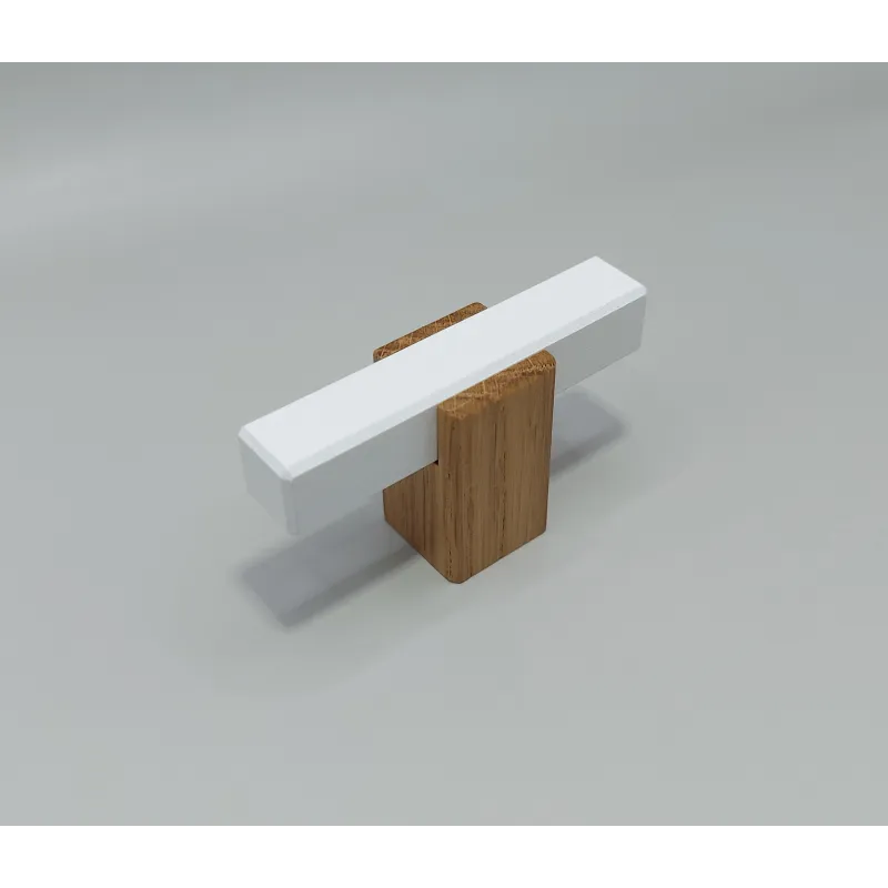 Holzknaufgriff LEO / Weiß - Eiche natur