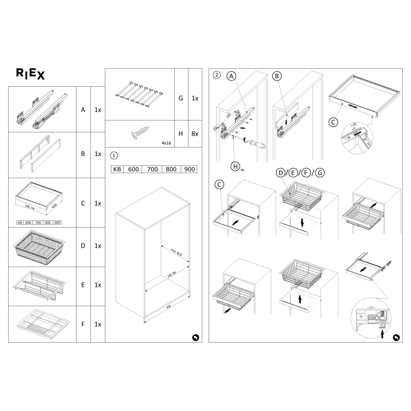 MAGICO ausziehbarer Netzkorb mit Polsterung / Dunkelgrau