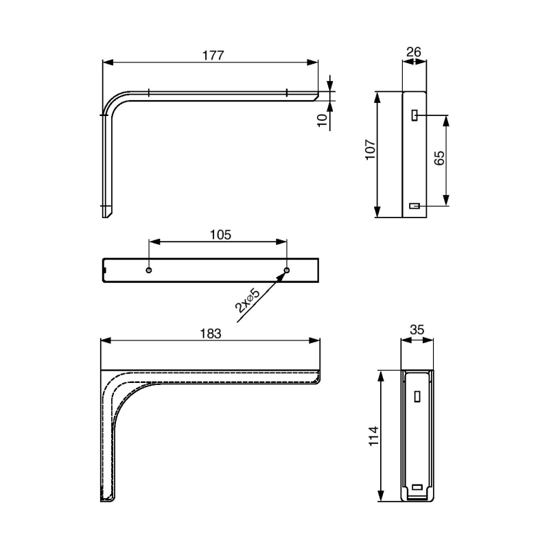Metallbügel mit Abdeckung 183 x 114 / Dunkelbraun
