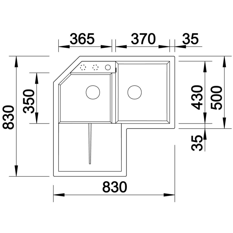 Eckspüle aus Steinzeug Blanco METRA 9 E / Tartufo