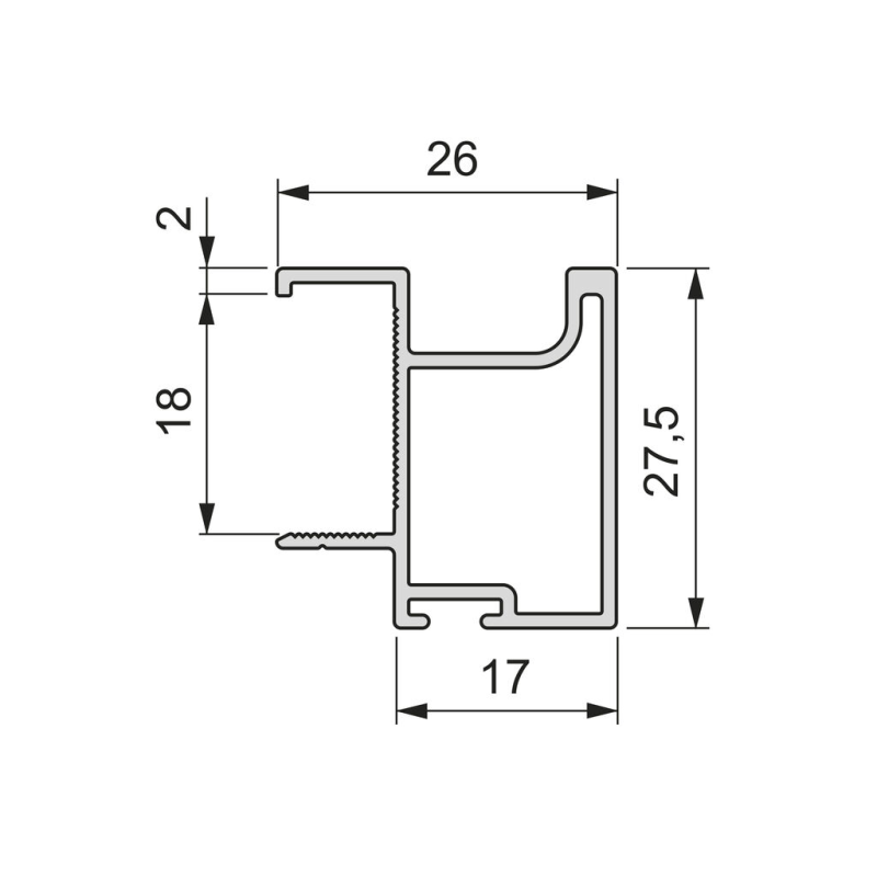 Schiebetürgriff SHARP 18 / Aluminium