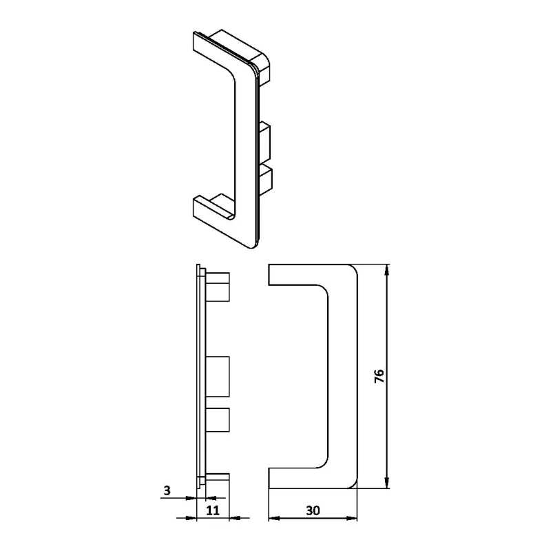 Satz Aluminium-Endkappen für Profile GOLIAN - C / Weiß matt